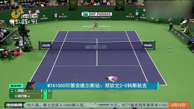 WTA1000印第安维尔斯站：止步女单八强 郑钦文0-2斯瓦泰克_体育新闻_体育休闲频道_山东网络台_齐鲁网